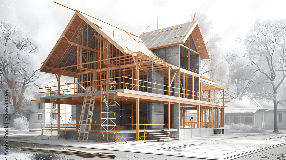 detailed architectural design rendering new house apartment home ...