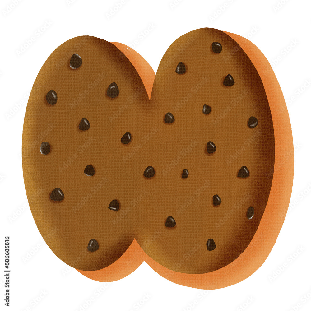 Cookie alphabet font. Cartoon chocolate chip cookie letters. Stock ...