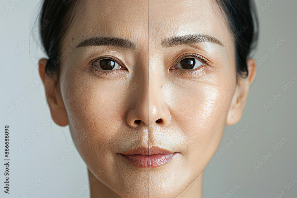 Generative with ai image comparison between youthful and aged skin ... Generative with ai image comparison between youthful and aged skin ...