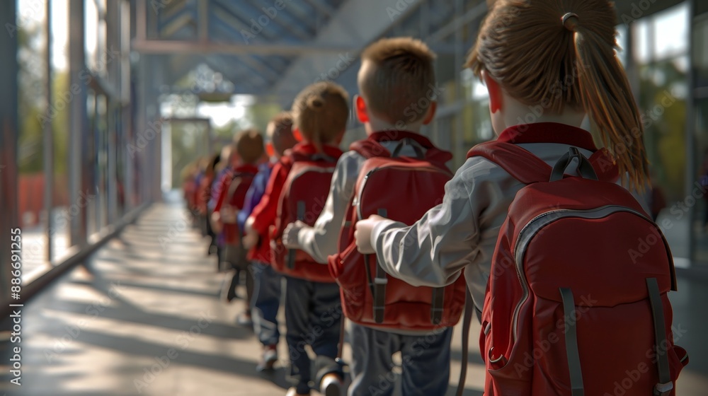 Unbreakable Bonds Diverse group of schoolchildren walking hand in hand ...