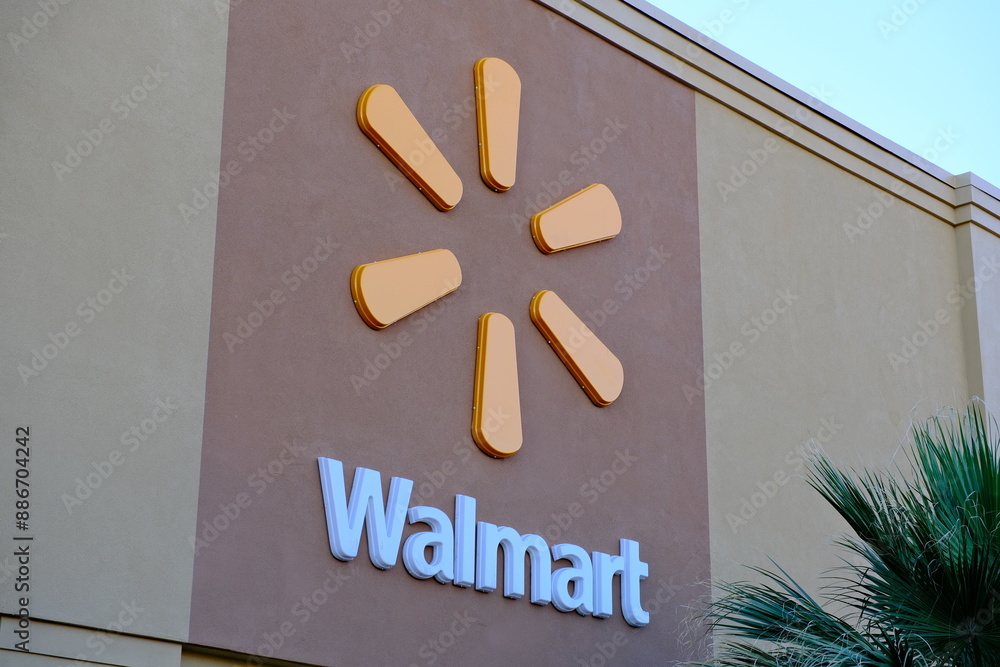 St. George,Utah,USA-June 11th 2024: Walmart store sign brand logo close ...