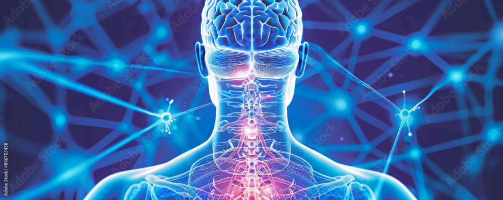 A detailed and visually striking image of the human nervous system ...