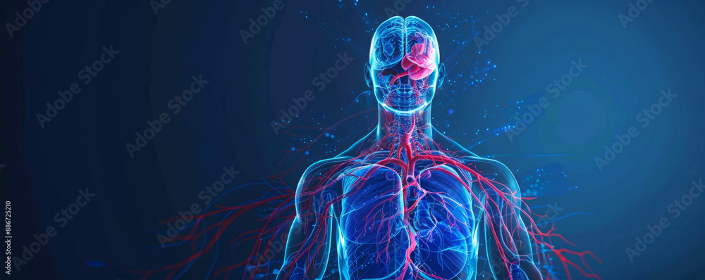 A detailed and visually striking image of the human circulatory system ...