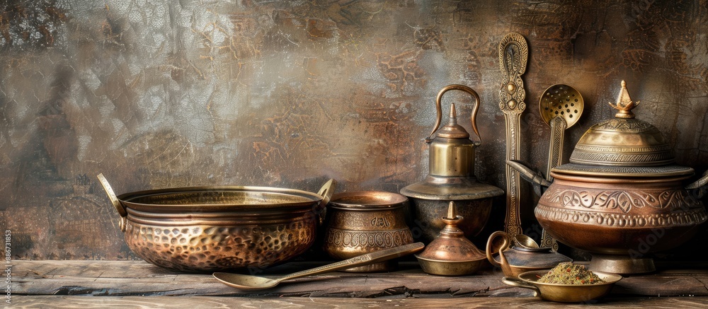 Traditional Indian kitchen utensils made of brass from Punjab featured ...