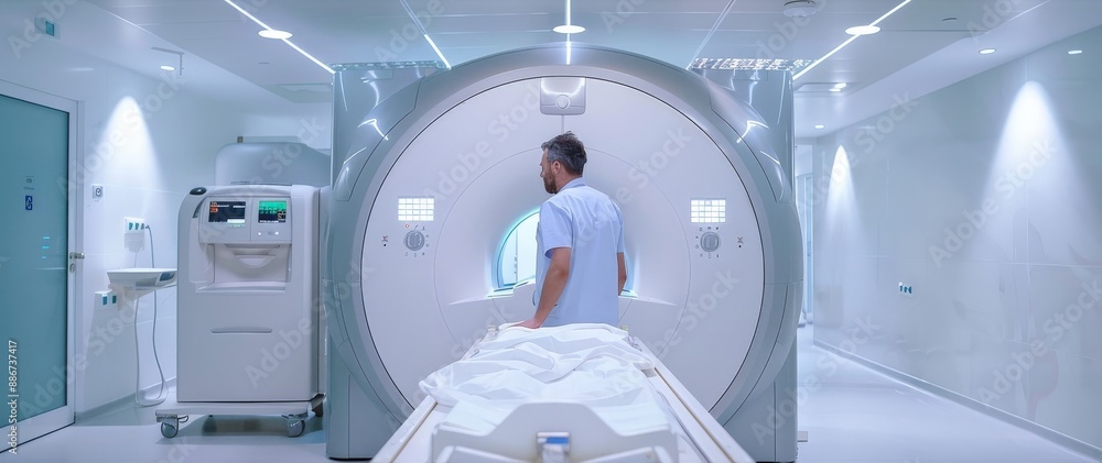 A doctor examining a patient's MRI scans, analyzing the images in a ...
