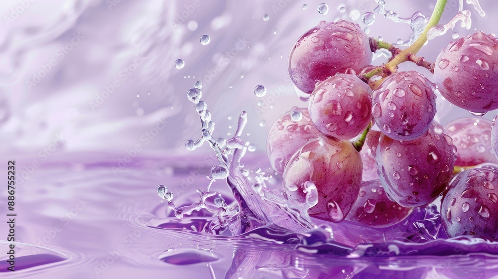 copy space background with Slide cut piece of grape drop on soft purple ...
