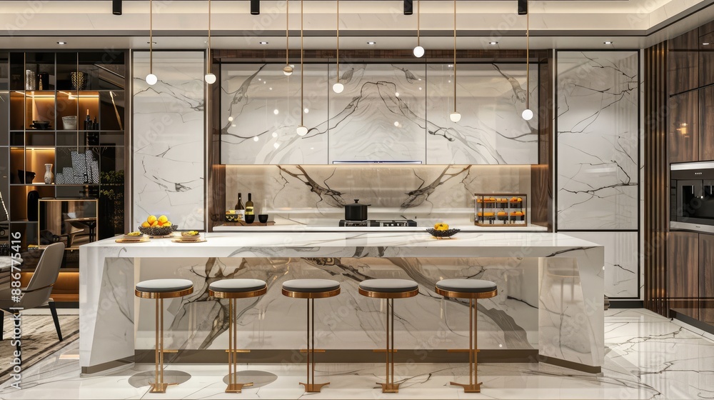 ai assisted photoshop finalized luxury kitchen interior with modern ...