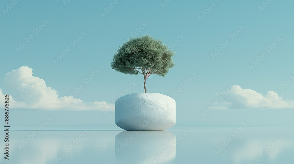 Surreal artwork depicting the interconnectedness of ecosystems in a ...