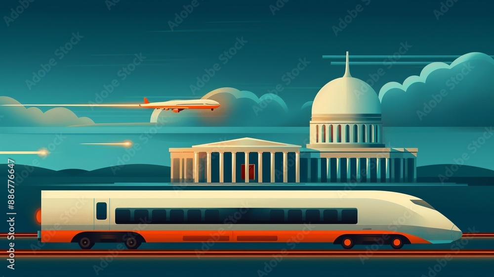 Cartoon strip illustrating the evolution of transportation ...