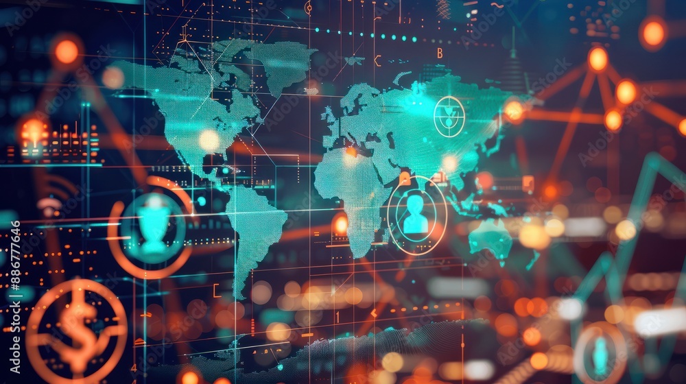 Global AML Regulations, world map with icons of international AML ...
