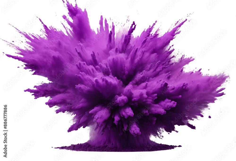 Purple powder explosion isolated on transparent background, color ...