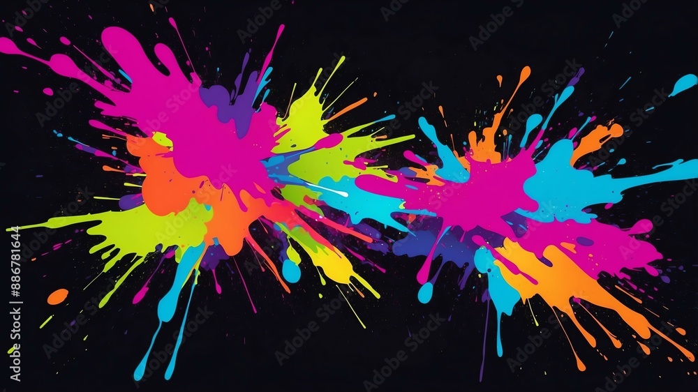 neon splatter neon paint splatter effect on a dark bac Retro neon ...