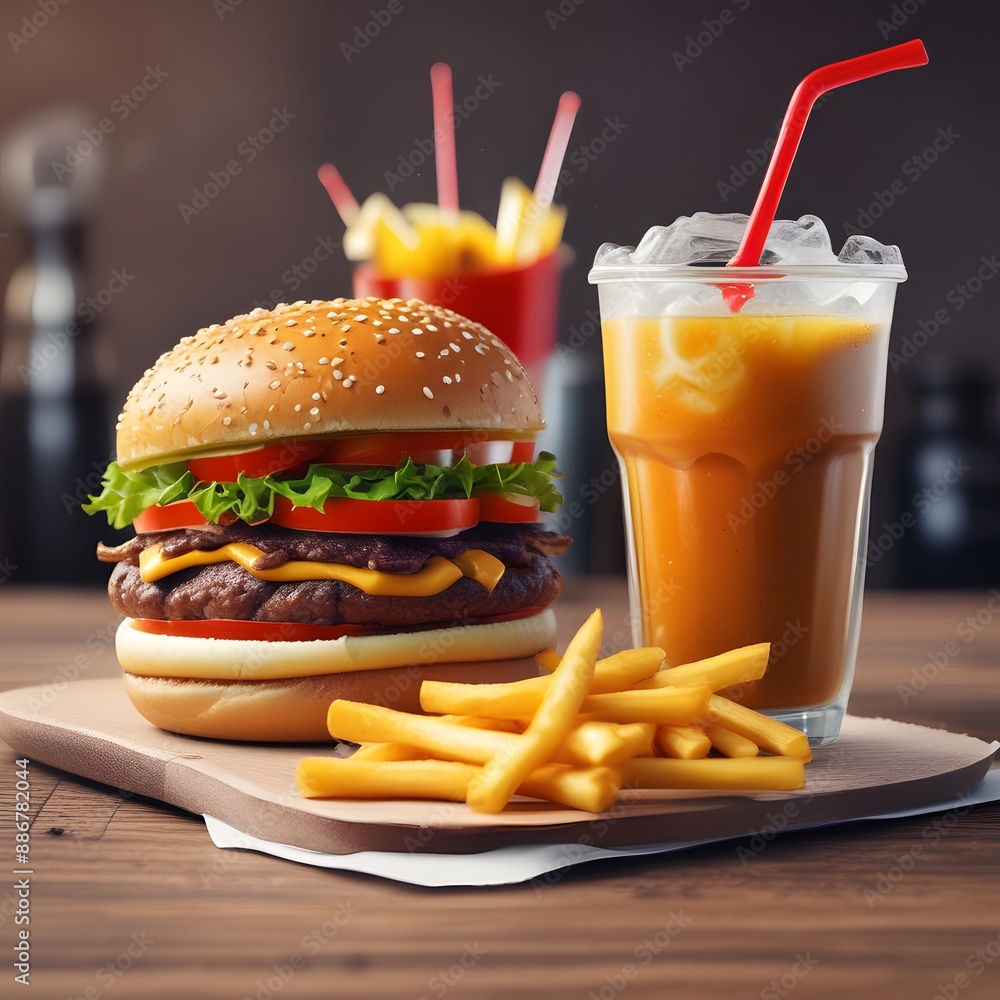 burger and fries, hamburger and fries, hamburger and cola, tasty food ...