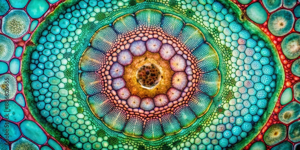 Microscopic View of Plant Stem Cross Section - A Symphony of Cells, microscopy, plant anatomy ...