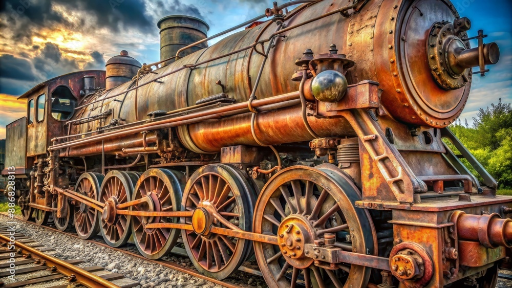 Rusty Steam Locomotive Under Dramatic Sky, Steam Train, Vintage ...