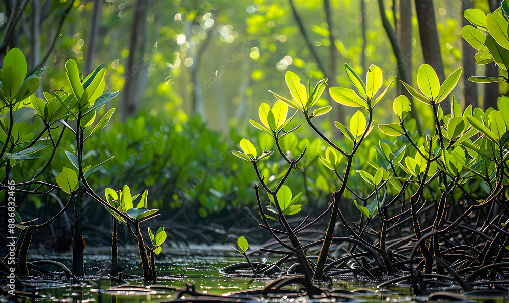 Mangrove forest that occurs naturally with conservation and planting of ...