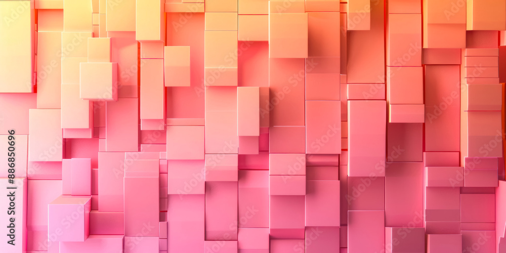 Pink and orange gradient 3D cubes creating a layered abstract ...