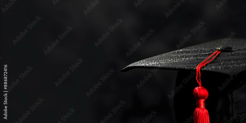 "Graduation Cap Against a Black Background". Concept Graduation Cap ...