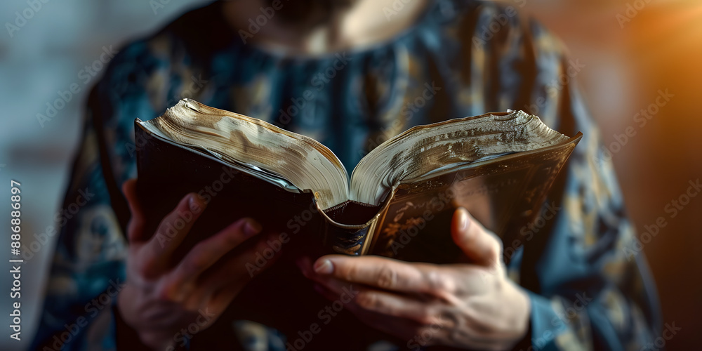 Religious figure reading holy book. Concept Spiritual Content, Holy ...