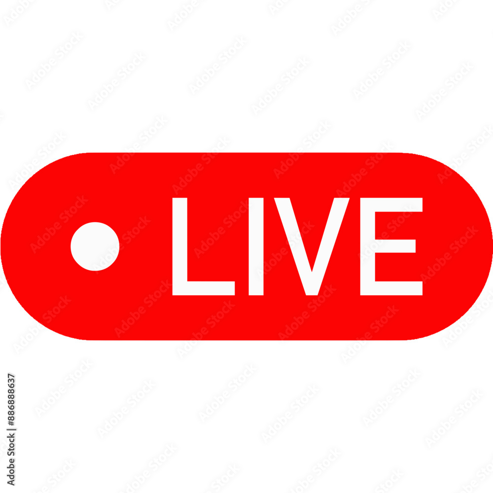 Live streaming icon. Red live buttons. Audience on live button. Social ...