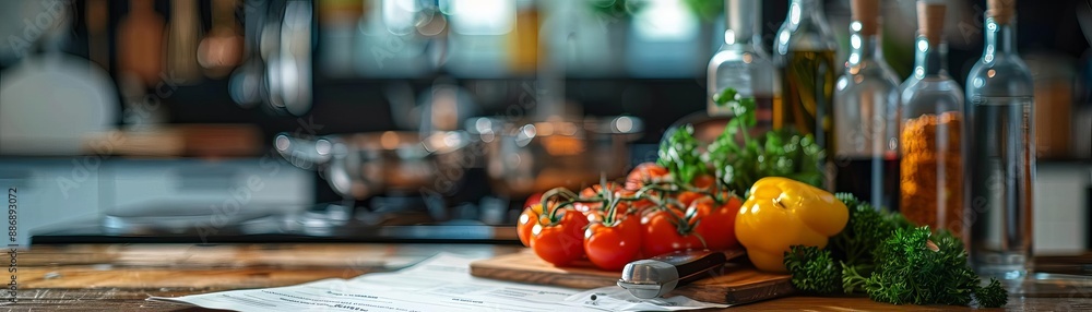 Approved mark on a food safety certificate with kitchen background ...