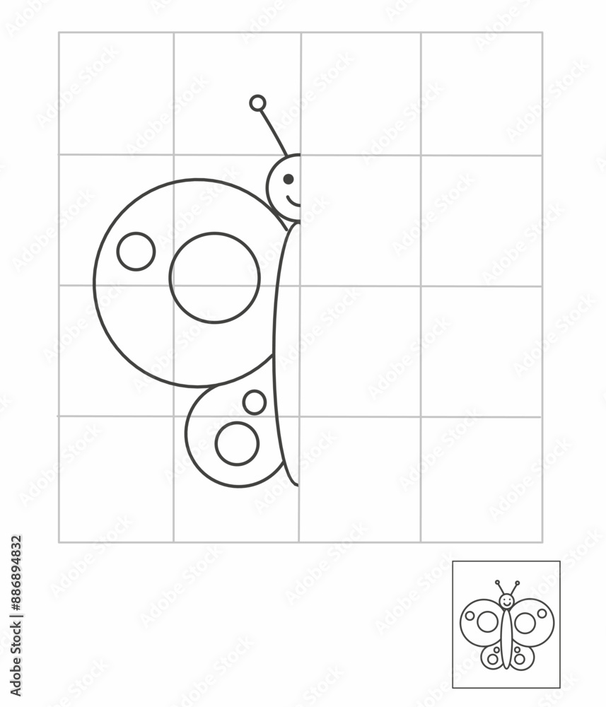 Symmetry drawing for kids, draw the other half side butterfly activity ...