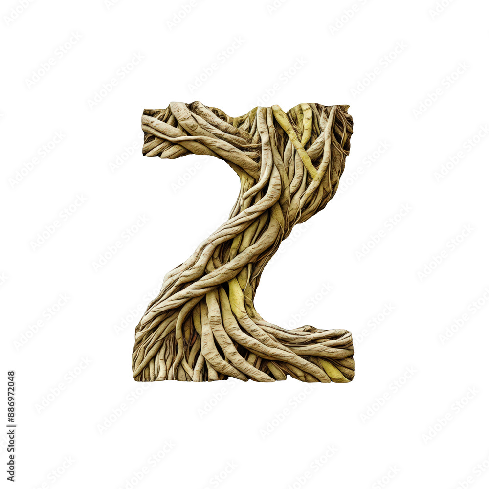 Letter Z. Nature-Inspired Artstyle with old tree roots. Foresttheme ...