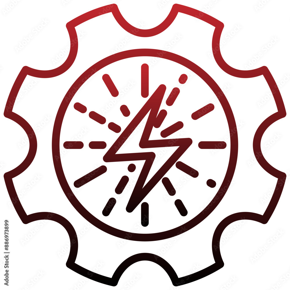 Dynamic vector icon featuring a gear with a lightning bolt symbol ...