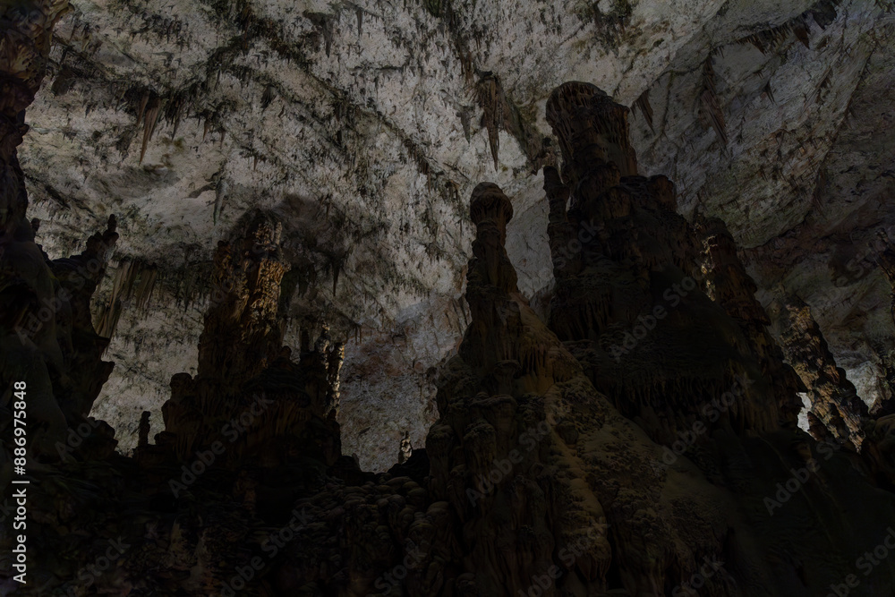 Postojna Cave, Slovenia. Famous tourist attraction, route that winds ...