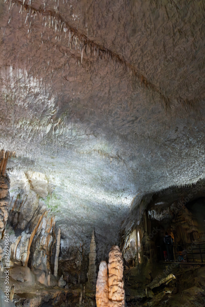 Postojna Cave, Slovenia. Famous tourist attraction, route that winds ...