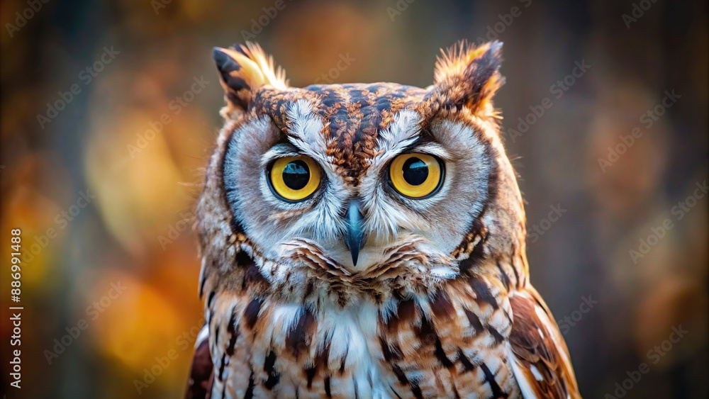 captivating and mysterious screech owl staring intensely into the lens ...