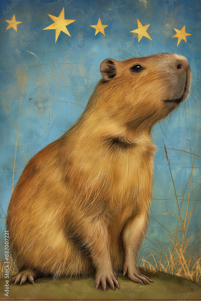 Whimsical Capybara with Starry Background - Perfect for Fantasy and ...