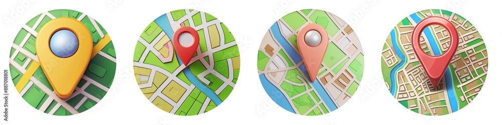 Map clipart collection, symbol, logos, icons isolated on transparent ...