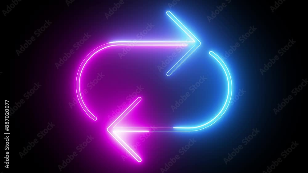 Animated arrow Neon Refresh Icon with Rotating Arrows, Reload and ...