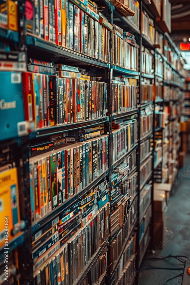 Vintage VHS Rental Store Shelves Filled With Movies Stock Photo | Adobe ...