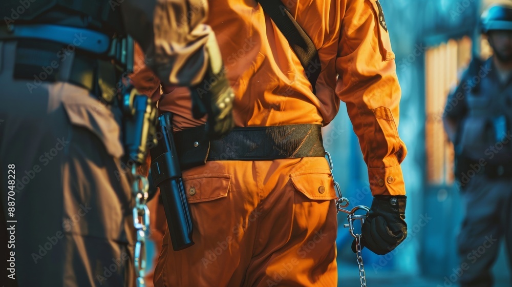 A picture of the back of an Orange jumpsuit prisoner being handcuffed ...