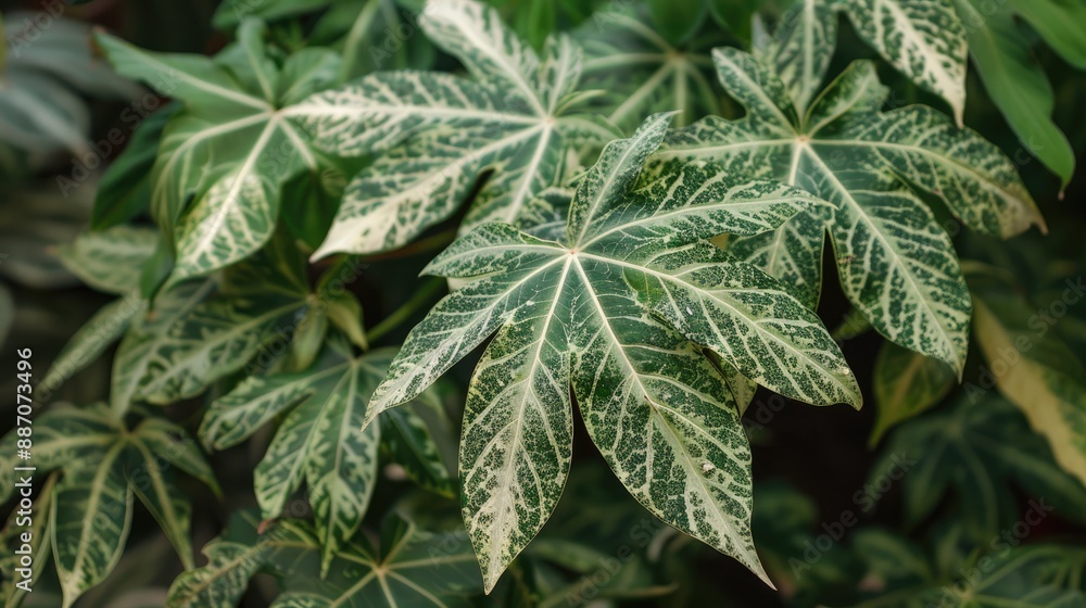 Fatsia japonica Spider s Web Japanese Aralia is a bushy evergreen shrub ...