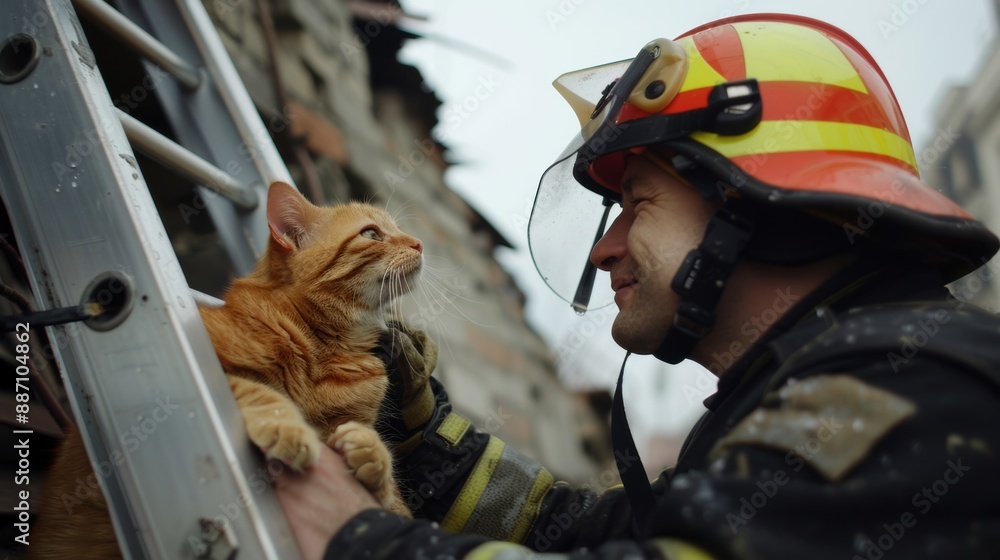 Heartwarming Rescue of a Cat by Firefighter: Compassion and Bravery in ...