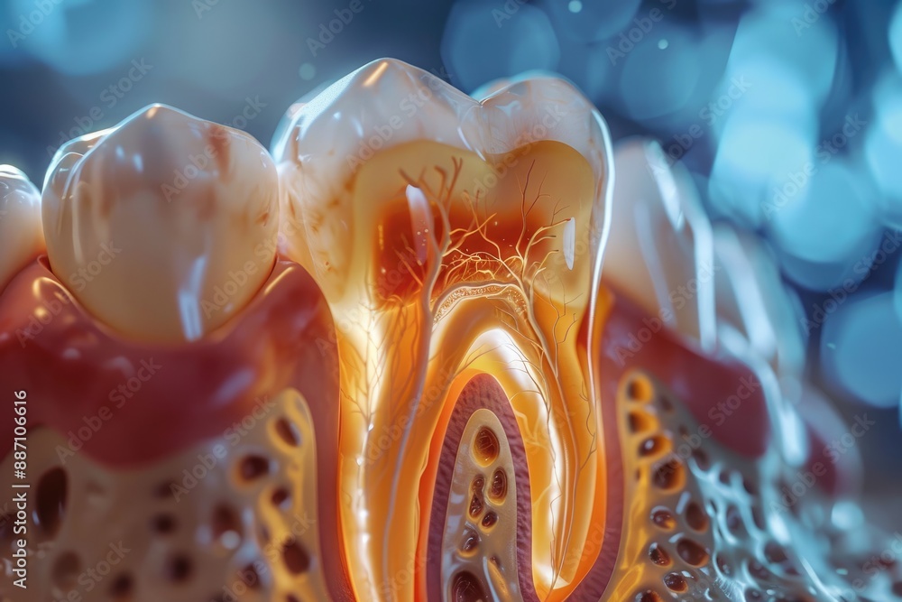 Anatomical intricacy: tooth structure, nerve, with a visible ...
