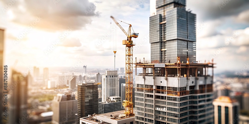 Urban Expansion: High-Rise Construction in Modern Cityscape. Captures ...