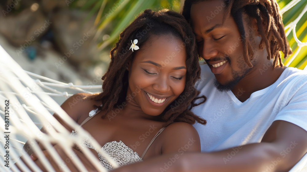 A young black African American couple shares an intimate moment in a ...