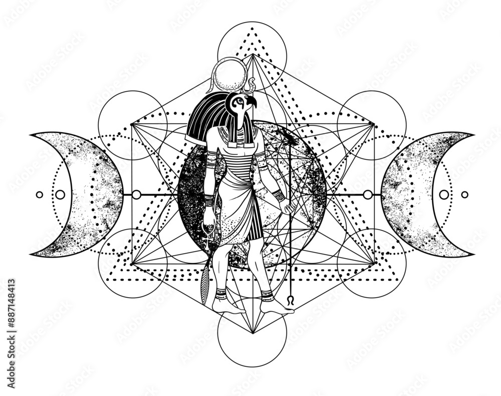 Sacred geometry with egypt symbol. Wings and all seeing eye. Alchemy ...