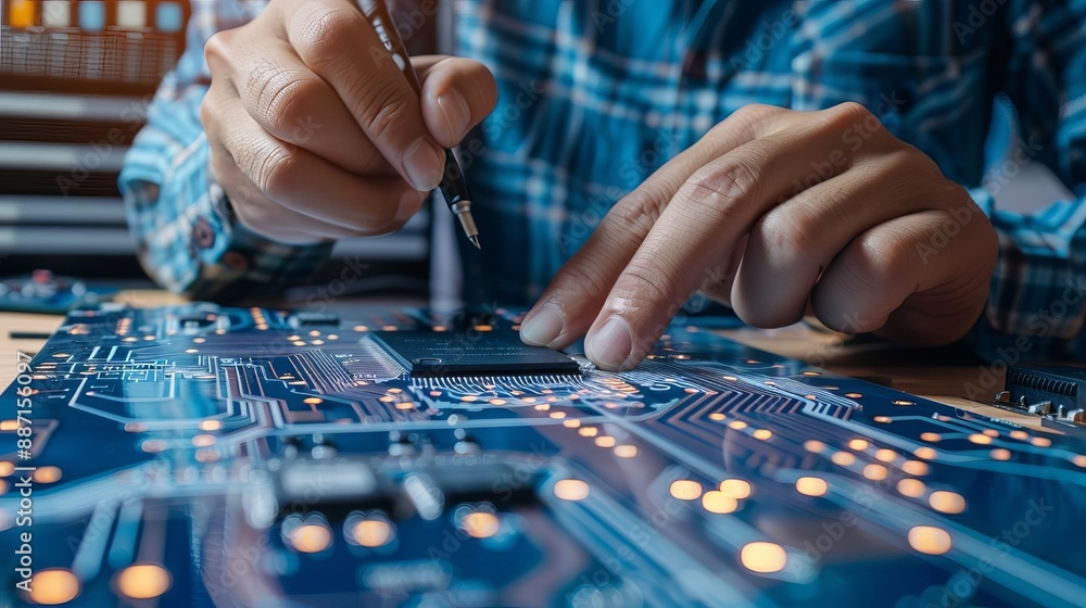 Electronic Print Circuit board PCB Design Engineers designing a PCB ...