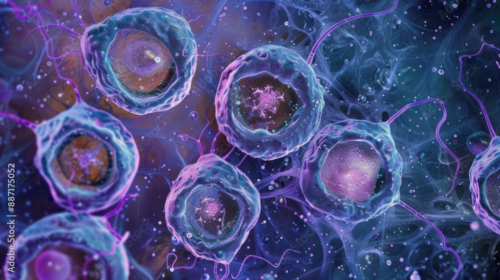 Fetal ovary Oocyte meiosis Micrograph showing several oocytes in ...