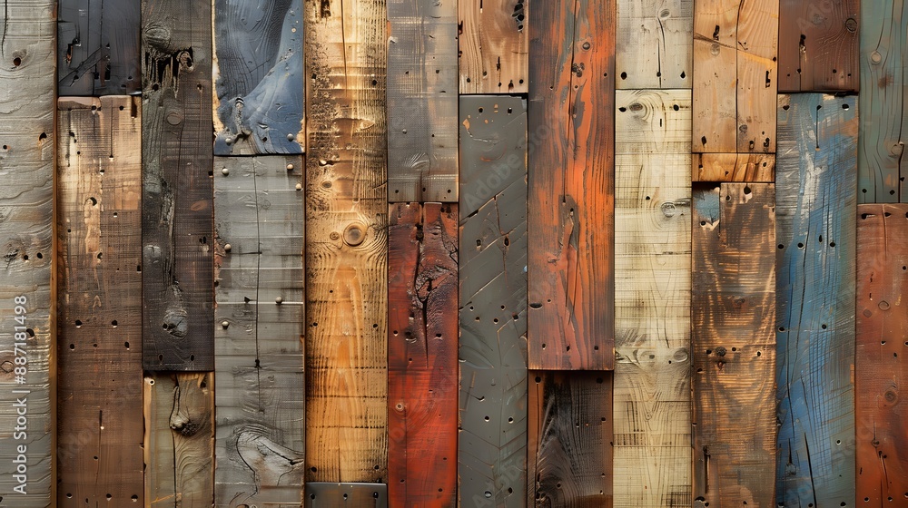 Mismatched planks of reclaimed wood texture, each with unique grain ...