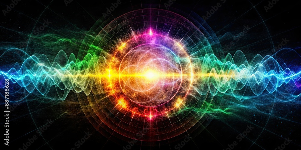 Electromagnetic field visual with colorful energy waves , energy, waves ...