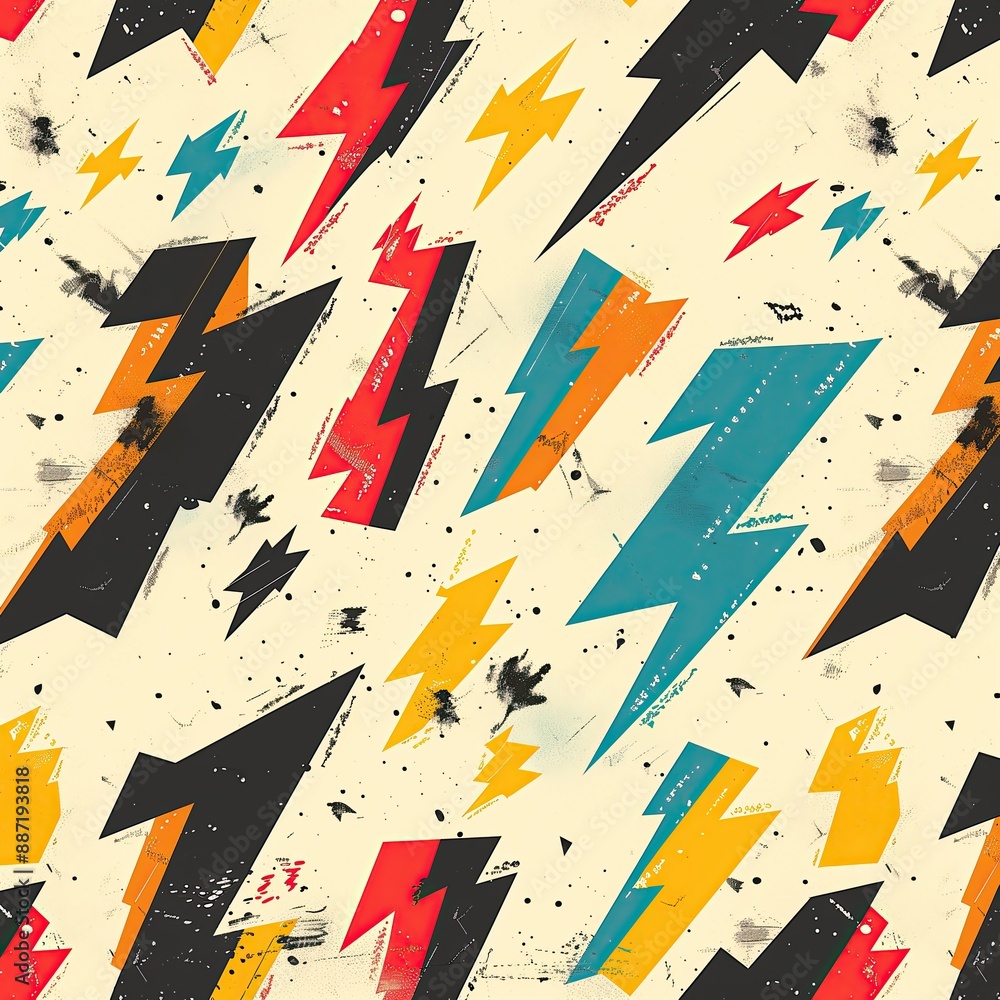 Abstract Lightning Bolt Pattern Background, Fun Thunder Storm Vibrant ...