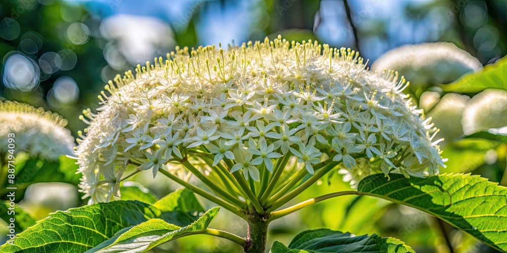 Dangerous plant with large white flowers and toxic sap causing skin ...