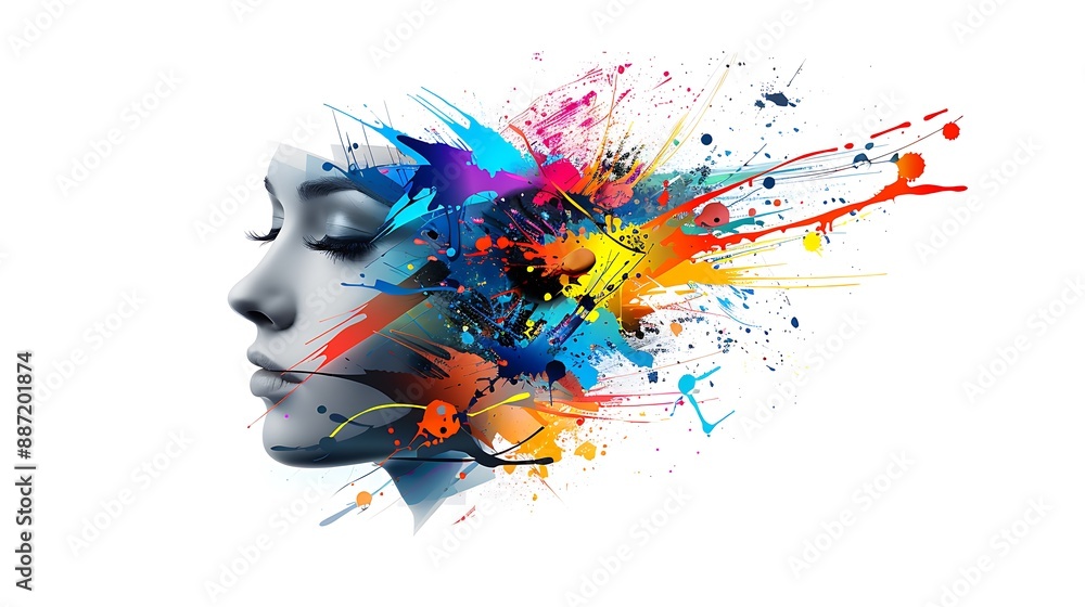 A profile picture of an AI female figure with colorful splash effects ...