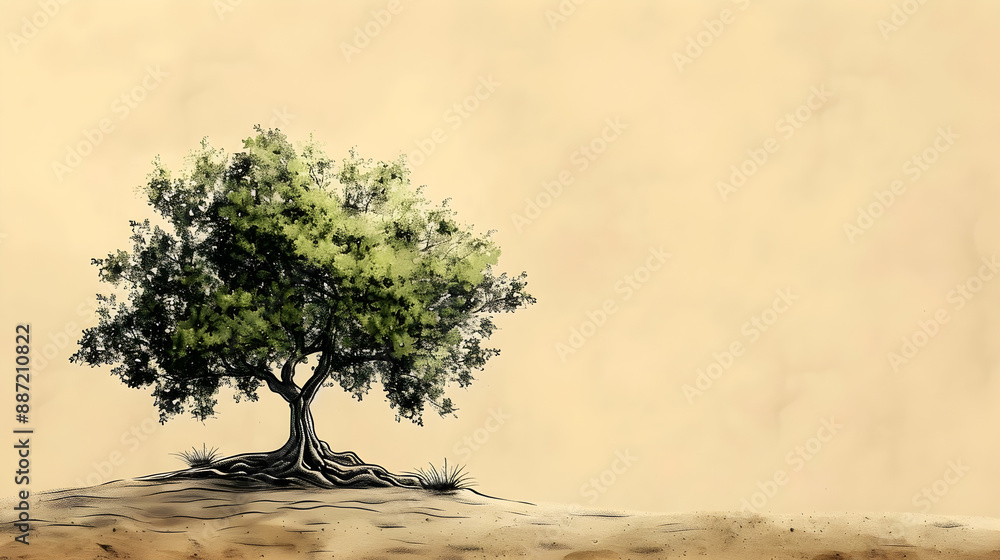 Biblical parable illustration of the mustard seed: a small seed growing ...